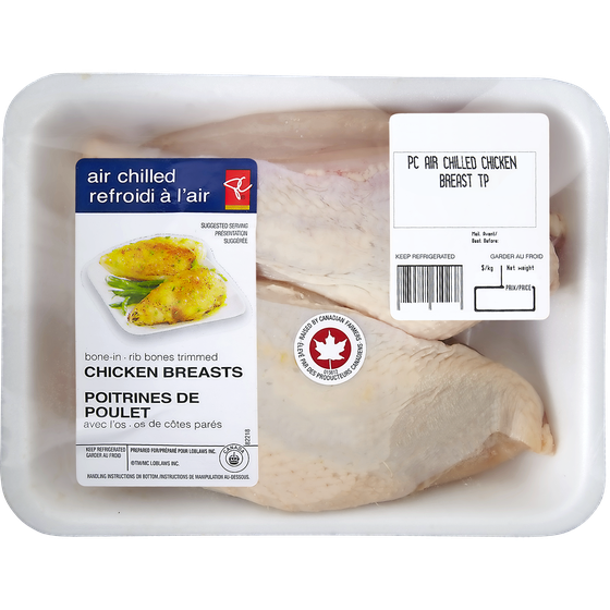 PC Air Chilled Chicken Breasts, Bone-In , Tray Pack | PC.ca