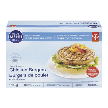 PC Blue Menu Blue Menu Thick & Juicy, Chicken Burgers | PC.ca