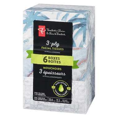 PC 3-Ply Hypoallergenic Facial Tissues, 6 Boxes, 120 Sheets Each | PC.ca